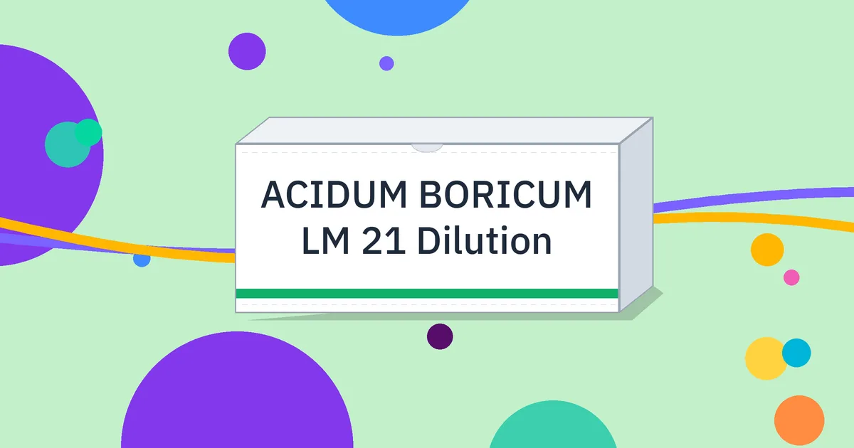 Symbolbild: Packung mit der Aufschrift ACIDUM BORICUM LM 21 Dilution (PZN 13269979) – Verfügbarkeit und Bezug in Apotheken in Frankfurt am Main