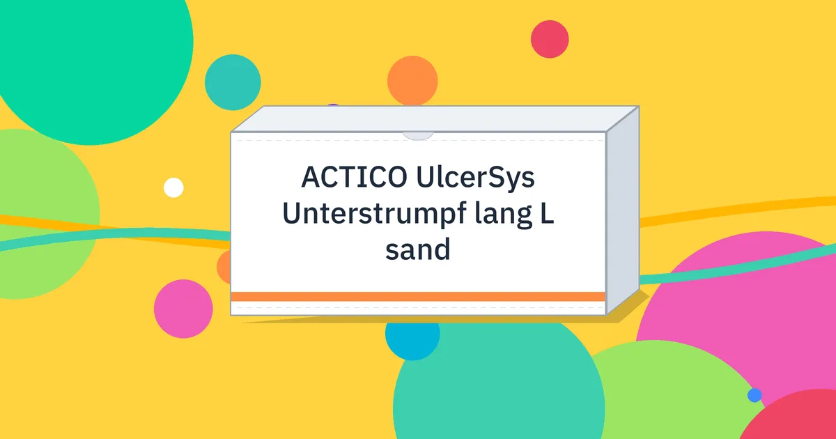 Symbolbild: Packung mit der Aufschrift ACTICO UlcerSys Unterstrumpf lang L sand (PZN 12544946) – Verfügbarkeit und Bezug in Apotheken in Frankfurt am Main