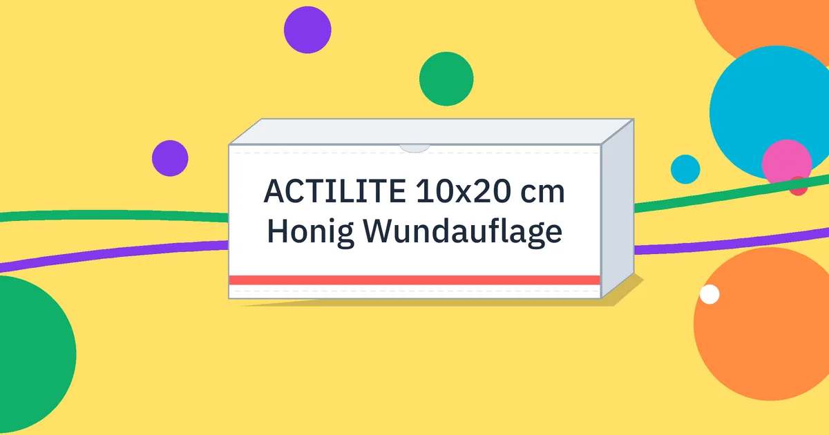 Symbolbild: Packung mit der Aufschrift ACTILITE 10x20 cm Honig Wundauflage (PZN 14233110) – Verfügbarkeit und Bezug in Apotheken in Frankfurt am Main