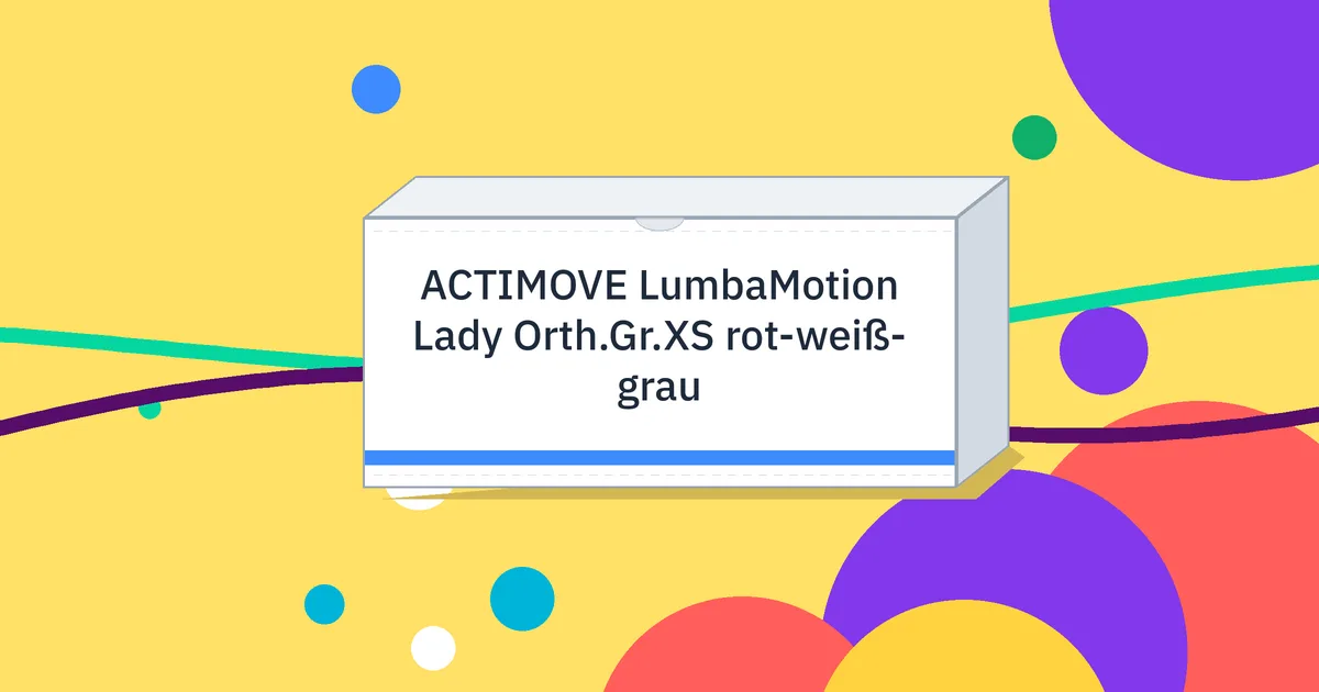 Symbolbild: Packung mit der Aufschrift ACTIMOVE LumbaMotion Lady Orth.Gr.XS rot-weiß-grau (PZN 17948186) – Verfügbarkeit und Bezug in Apotheken in Frankfurt am Main