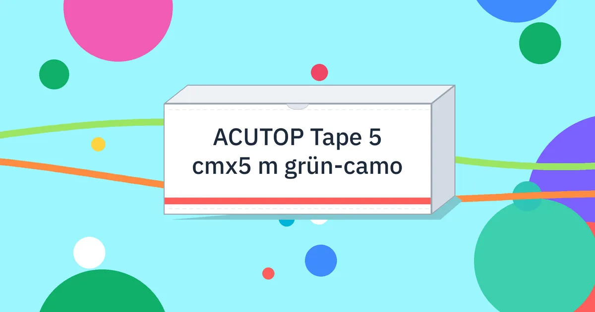 Symbolbild: Packung mit der Aufschrift ACUTOP Tape 5 cmx5 m grün-camo (PZN 12479143) – Verfügbarkeit und Bezug in Apotheken in Frankfurt am Main