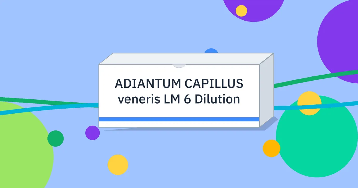 Symbolbild: Packung mit der Aufschrift ADIANTUM CAPILLUS veneris LM 6 Dilution (PZN 13295296) – Verfügbarkeit und Bezug in Apotheken in Frankfurt am Main