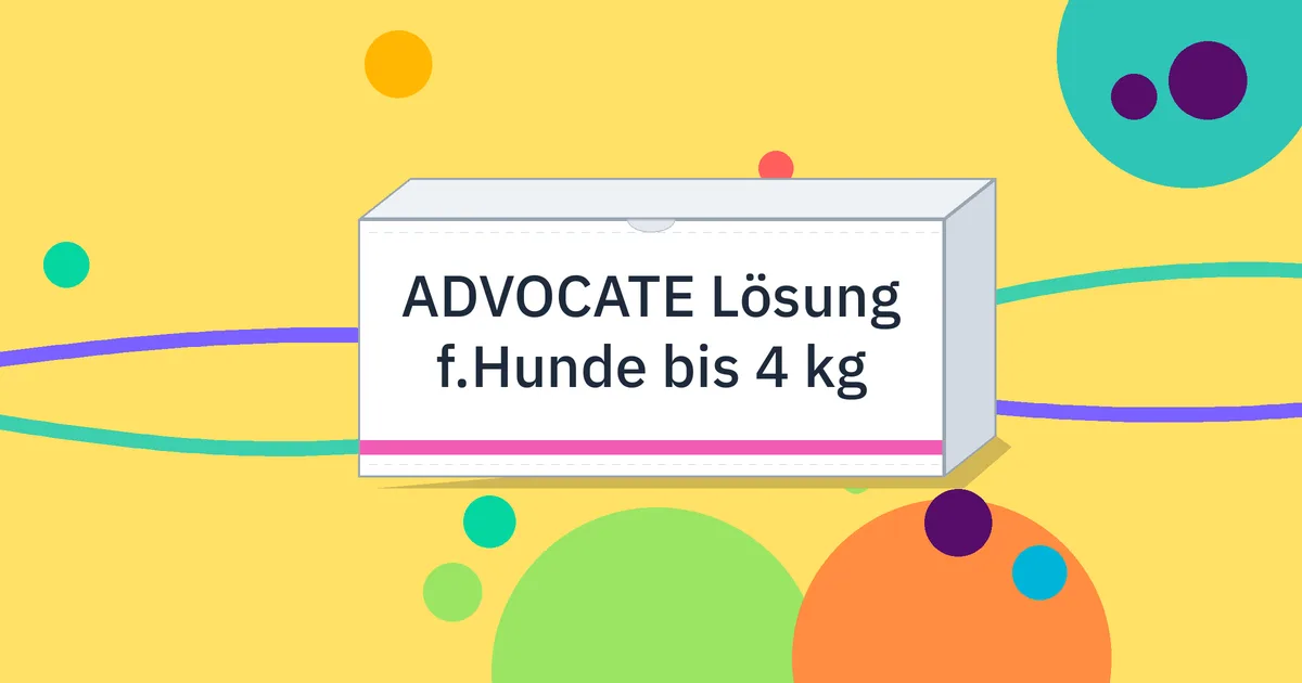 Symbolbild: Packung mit der Aufschrift ADVOCATE Lösung f.Hunde bis 4 kg (PZN 00788867) – Verfügbarkeit und Bezug in Apotheken in Frankfurt am Main