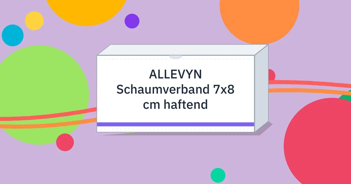 Symbolbild: Packung mit der Aufschrift ALLEVYN Schaumverband 7x8 cm haftend (PZN 20136813) – Verfügbarkeit und Bezug in Apotheken in Frankfurt am Main