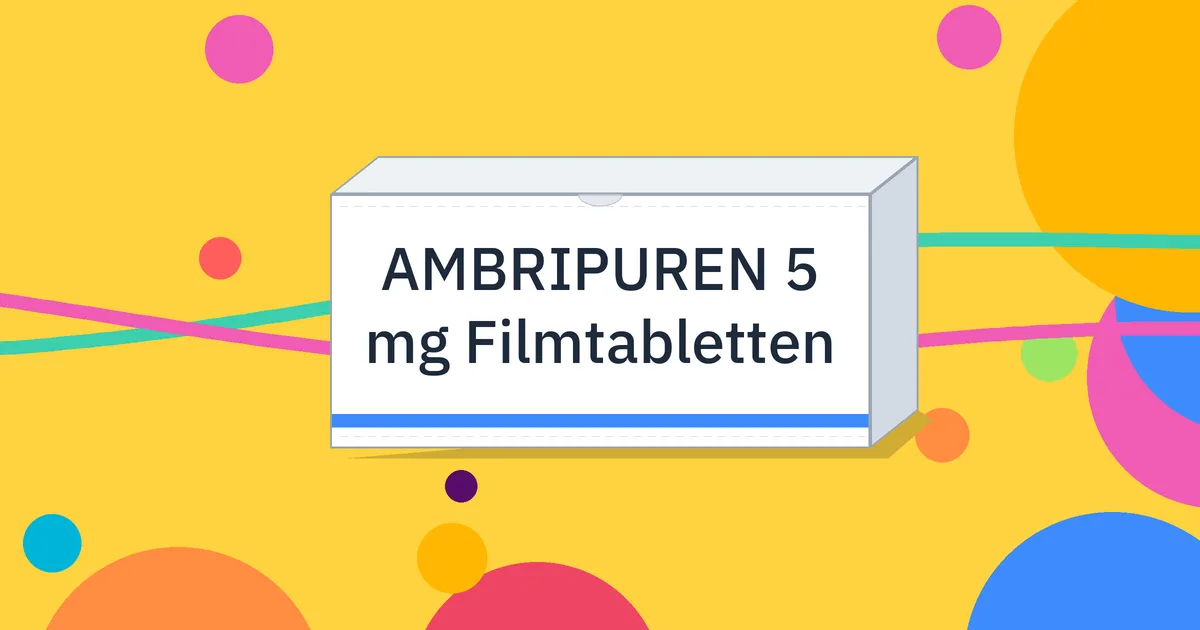 Symbolbild: Packung mit der Aufschrift AMBRIPUREN 5 mg Filmtabletten (PZN 18653435) – Verfügbarkeit und Bezug in Apotheken in Frankfurt am Main