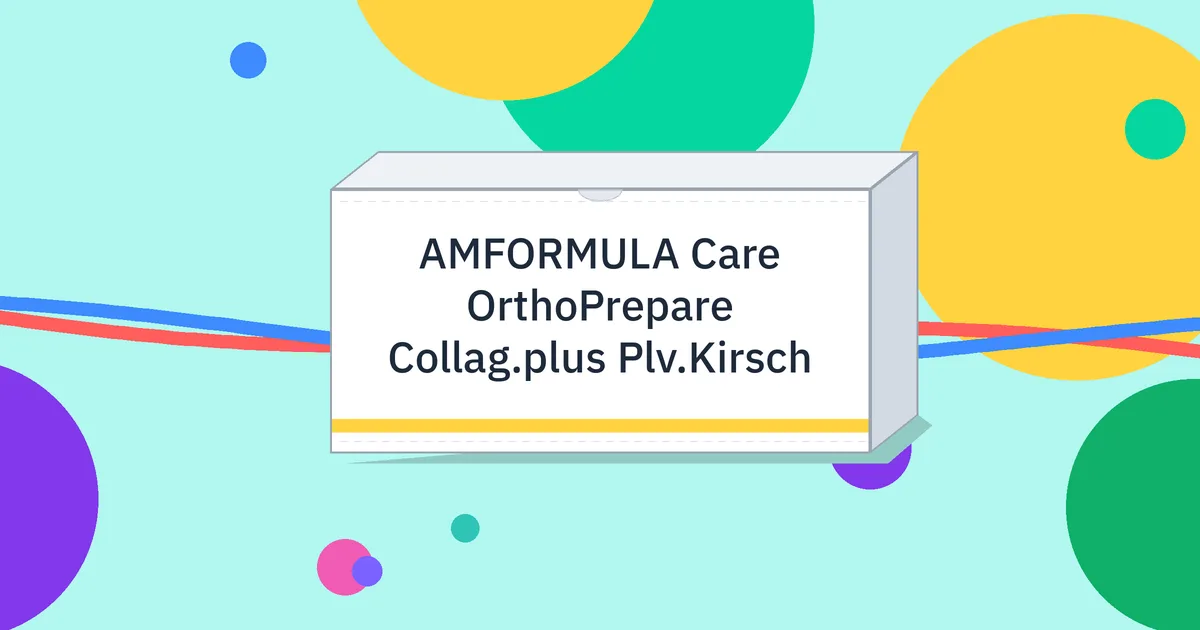 Symbolbild: Packung mit der Aufschrift AMFORMULA Care OrthoPrepare Collag.plus Plv.Kirsch (PZN 20910974) – Verfügbarkeit und Bezug in Apotheken in Frankfurt am Main