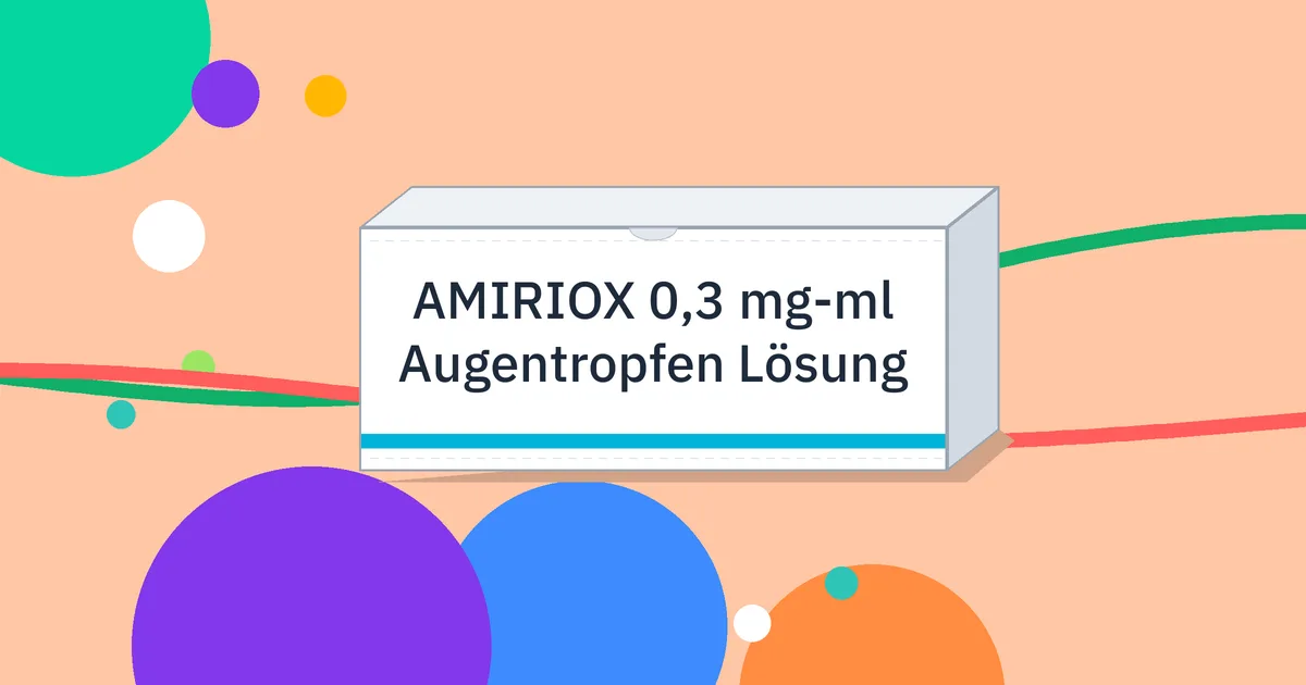 Symbolbild: Packung mit der Aufschrift AMIRIOX 0,3 mg-ml Augentropfen Lösung (PZN 18849977) – Verfügbarkeit und Bezug in Apotheken in Frankfurt am Main
