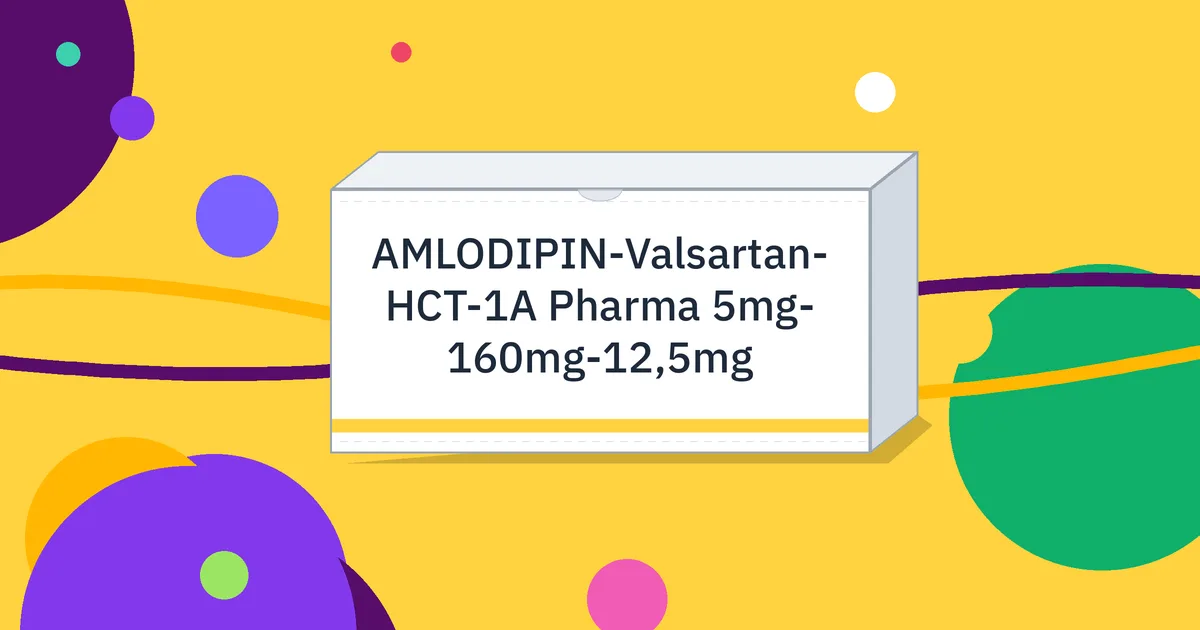 Symbolbild: Packung mit der Aufschrift AMLODIPIN-Valsartan-HCT-1A Pharma 5mg-160mg-12,5mg (PZN 16003199) – Verfügbarkeit und Bezug in Apotheken in Frankfurt am Main