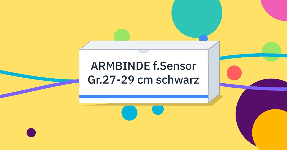Symbolbild: Packung mit der Aufschrift ARMBINDE f.Sensor Gr.27-29 cm schwarz (PZN 12461404) – Verfügbarkeit und Bezug in Apotheken in Frankfurt am Main