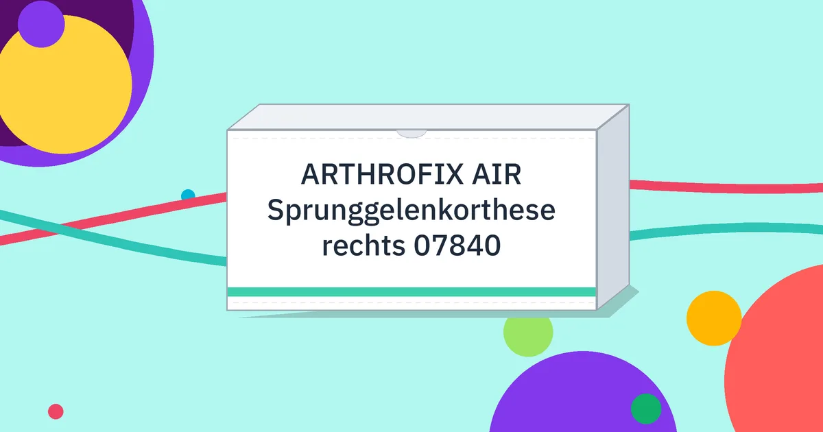 Symbolbild: Packung mit der Aufschrift ARTHROFIX AIR Sprunggelenkorthese rechts 07840 (PZN 07213851) – Verfügbarkeit und Bezug in Apotheken in Frankfurt am Main