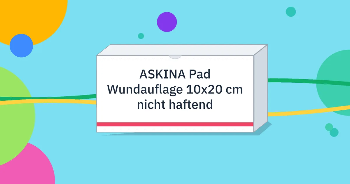 Symbolbild: Packung mit der Aufschrift ASKINA Pad Wundauflage 10x20 cm nicht haftend (PZN 15565096) – Verfügbarkeit und Bezug in Apotheken in Frankfurt am Main