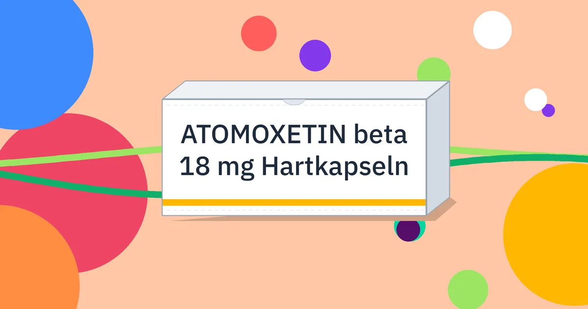 Symbolbild: Packung mit der Aufschrift ATOMOXETIN beta 18 mg Hartkapseln (PZN 14244042) – Verfügbarkeit und Bezug in Apotheken in Frankfurt am Main