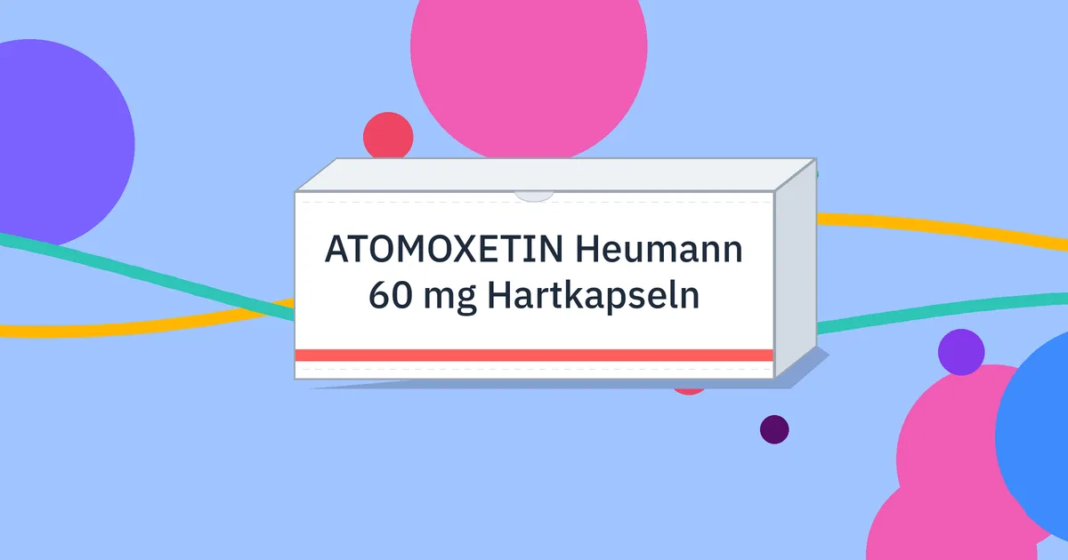 Symbolbild: Packung mit der Aufschrift ATOMOXETIN Heumann 60 mg Hartkapseln (PZN 14064009) – Verfügbarkeit und Bezug in Apotheken in Frankfurt am Main