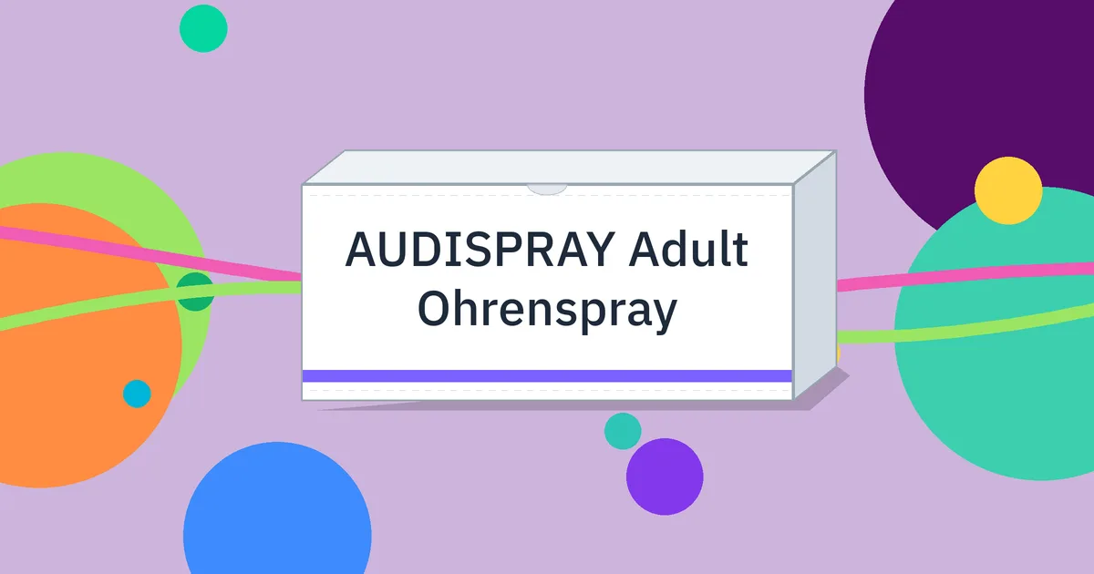 Symbolbild: Packung mit der Aufschrift AUDISPRAY Adult Ohrenspray (PZN 08468984) – Verfügbarkeit und Bezug in Apotheken in Frankfurt am Main