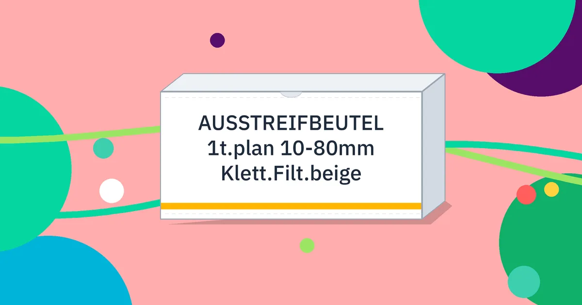 Symbolbild: Packung mit der Aufschrift AUSSTREIFBEUTEL 1t.plan 10-80mm Klett.Filt.beige (PZN 17944596) – Verfügbarkeit und Bezug in Apotheken in Frankfurt am Main