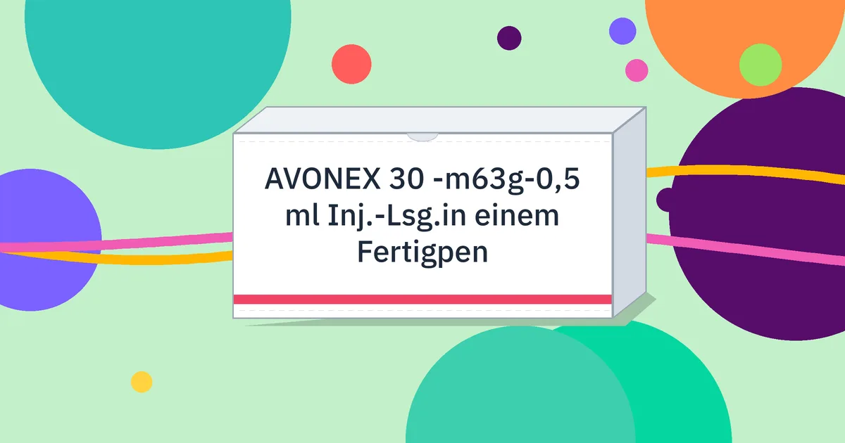 Symbolbild: Packung mit der Aufschrift AVONEX 30 -m63g-0,5 ml Inj.-Lsg.in einem Fertigpen (PZN 15434158) – Verfügbarkeit und Bezug in Apotheken in Frankfurt am Main
