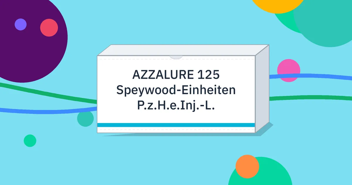 Symbolbild: Packung mit der Aufschrift AZZALURE 125 Speywood-Einheiten P.z.H.e.Inj.-L. (PZN 16388704) – Verfügbarkeit und Bezug in Apotheken in Frankfurt am Main