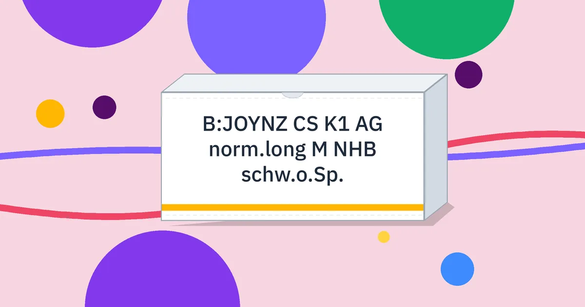 Symbolbild: Packung mit der Aufschrift B:JOYNZ CS K1 AG norm.long M NHB schw.o.Sp. (PZN 20534293) – Verfügbarkeit und Bezug in Apotheken in Frankfurt am Main