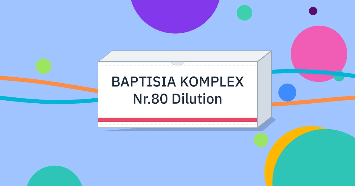 Symbolbild: Packung mit der Aufschrift BAPTISIA KOMPLEX Nr.80 Dilution (PZN 01909801) – Verfügbarkeit und Bezug in Apotheken in Frankfurt am Main