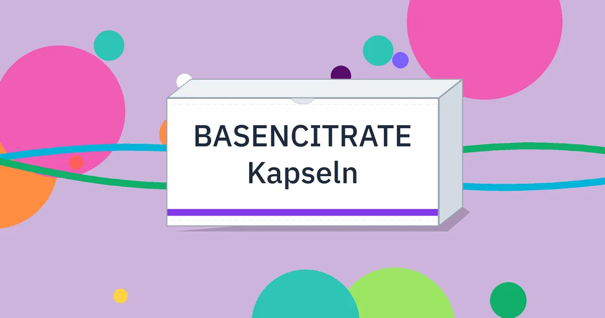Symbolbild: Packung mit der Aufschrift BASENCITRATE Kapseln (PZN 18332665) – Verfügbarkeit und Bezug in Apotheken in Frankfurt am Main