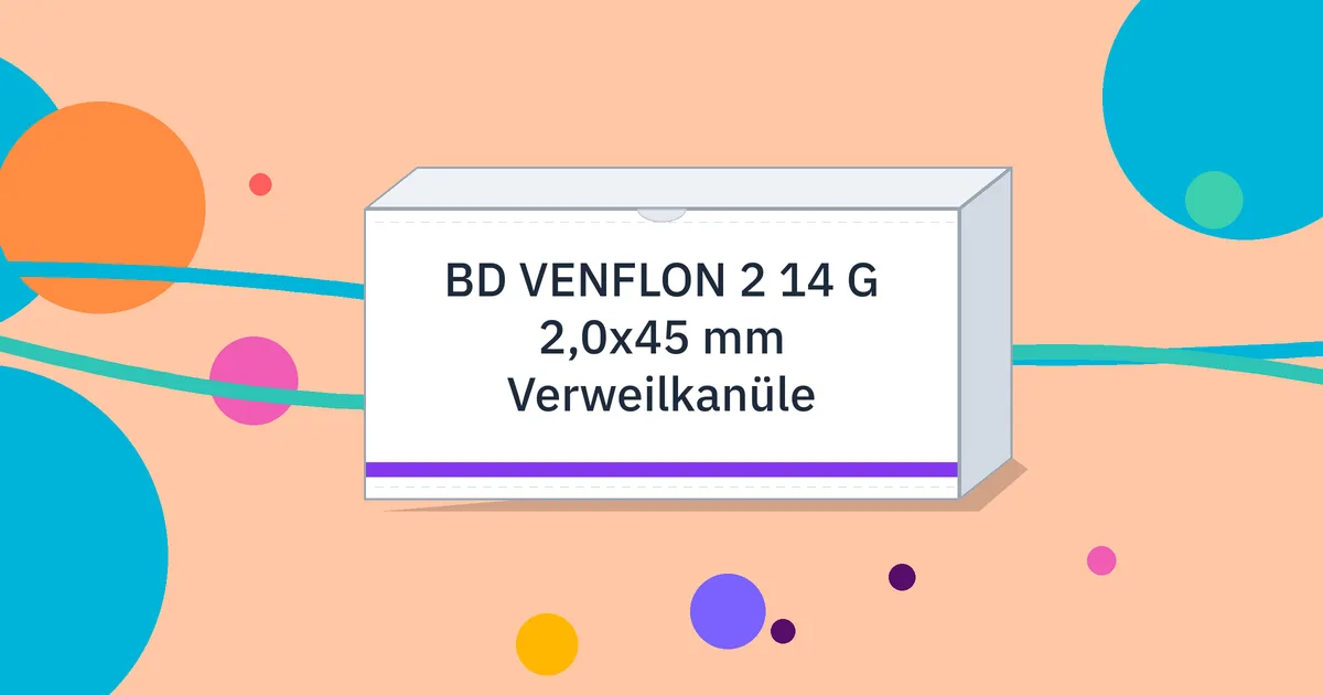 Symbolbild: Packung mit der Aufschrift BD VENFLON 2 14 G 2,0x45 mm Verweilkanüle (PZN 03533091) – Verfügbarkeit und Bezug in Apotheken in Frankfurt am Main