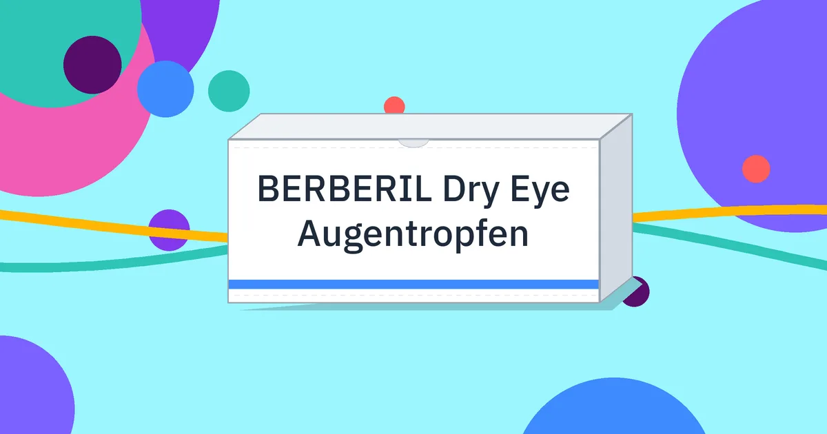 Symbolbild: Packung mit der Aufschrift BERBERIL Dry Eye Augentropfen (PZN 10346277) – Verfügbarkeit und Bezug in Apotheken in Frankfurt am Main