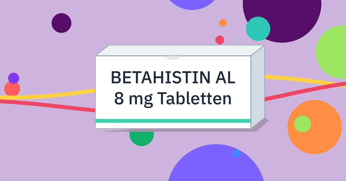Symbolbild: Packung mit der Aufschrift BETAHISTIN AL 8 mg Tabletten (PZN 15563660) – Verfügbarkeit und Bezug in Apotheken in Frankfurt am Main