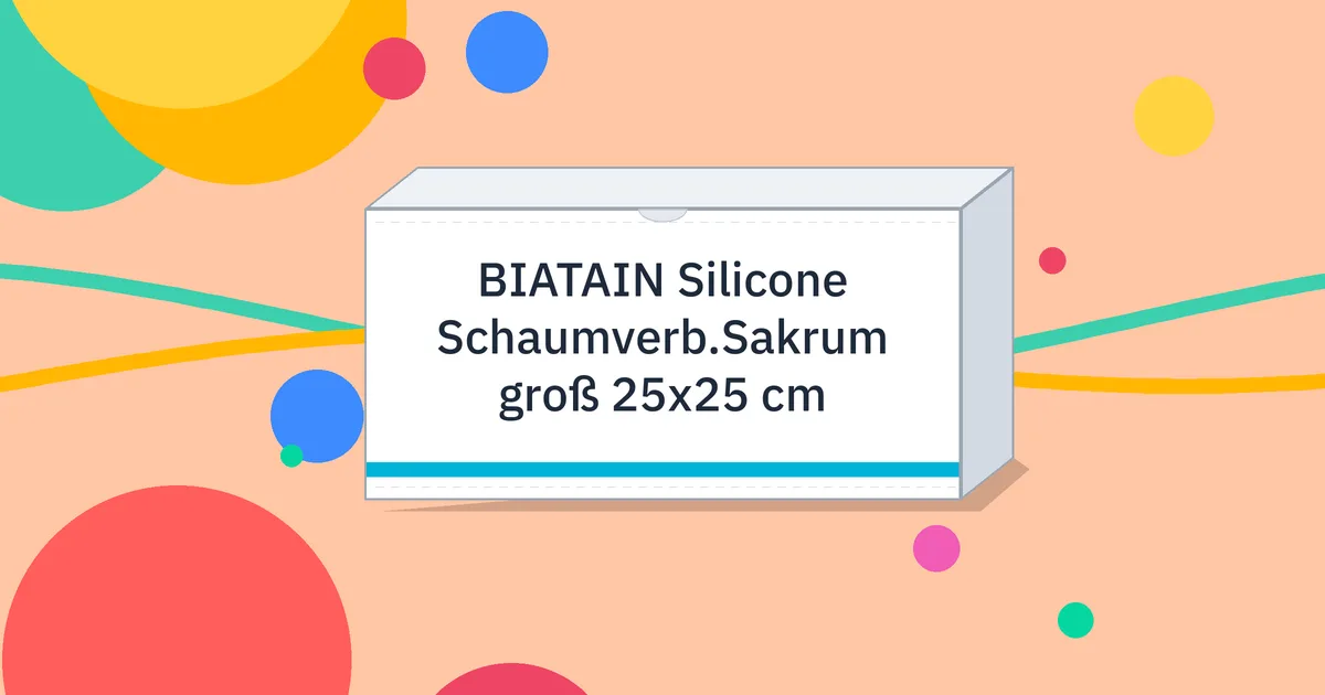 Symbolbild: Packung mit der Aufschrift BIATAIN Silicone Schaumverb.Sakrum groß 25x25 cm (PZN 19295788) – Verfügbarkeit und Bezug in Apotheken in Frankfurt am Main