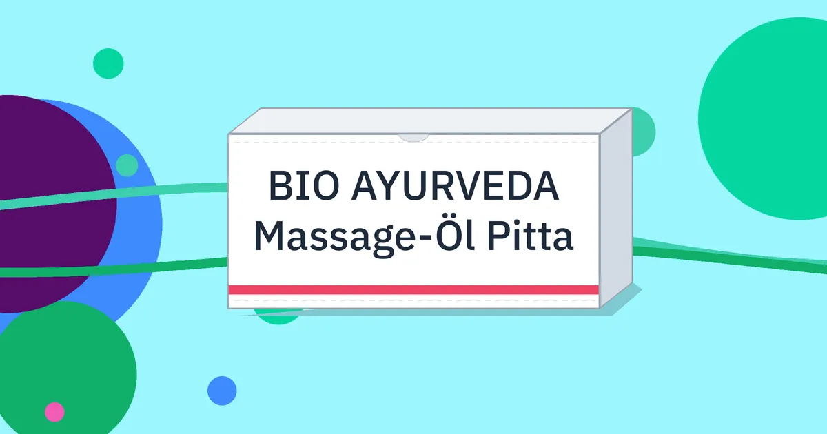 Symbolbild: Packung mit der Aufschrift BIO AYURVEDA Massage-Öl Pitta (PZN 05549245) – Verfügbarkeit und Bezug in Apotheken in Frankfurt am Main