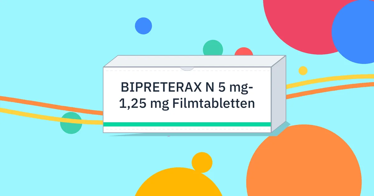 Symbolbild: Packung mit der Aufschrift BIPRETERAX N 5 mg-1,25 mg Filmtabletten (PZN 16585149) – Verfügbarkeit und Bezug in Apotheken in Frankfurt am Main