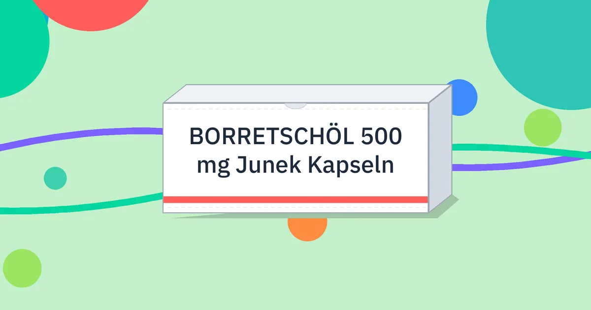 Symbolbild: Packung mit der Aufschrift BORRETSCHÖL 500 mg Junek Kapseln (PZN 07079789) – Verfügbarkeit und Bezug in Apotheken in Frankfurt am Main