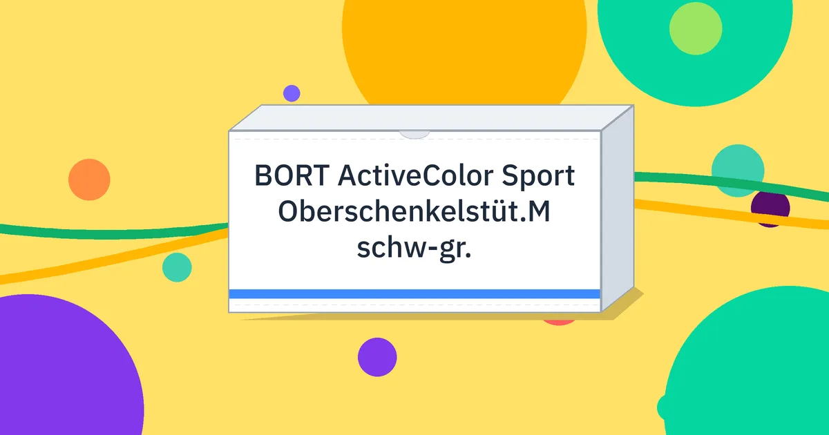 Symbolbild: Packung mit der Aufschrift BORT ActiveColor Sport Oberschenkelstüt.M schw-gr. (PZN 12573758) – Verfügbarkeit und Bezug in Apotheken in Frankfurt am Main
