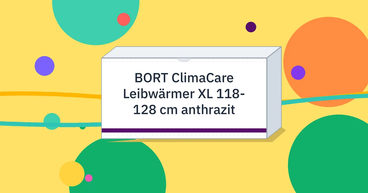 Symbolbild: Packung mit der Aufschrift BORT ClimaCare Leibwärmer XL 118-128 cm anthrazit (PZN 18095018) – Verfügbarkeit und Bezug in Apotheken in Frankfurt am Main