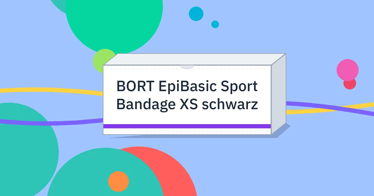 Symbolbild: Packung mit der Aufschrift BORT EpiBasic Sport Bandage XS schwarz (PZN 09777291) – Verfügbarkeit und Bezug in Apotheken in Frankfurt am Main