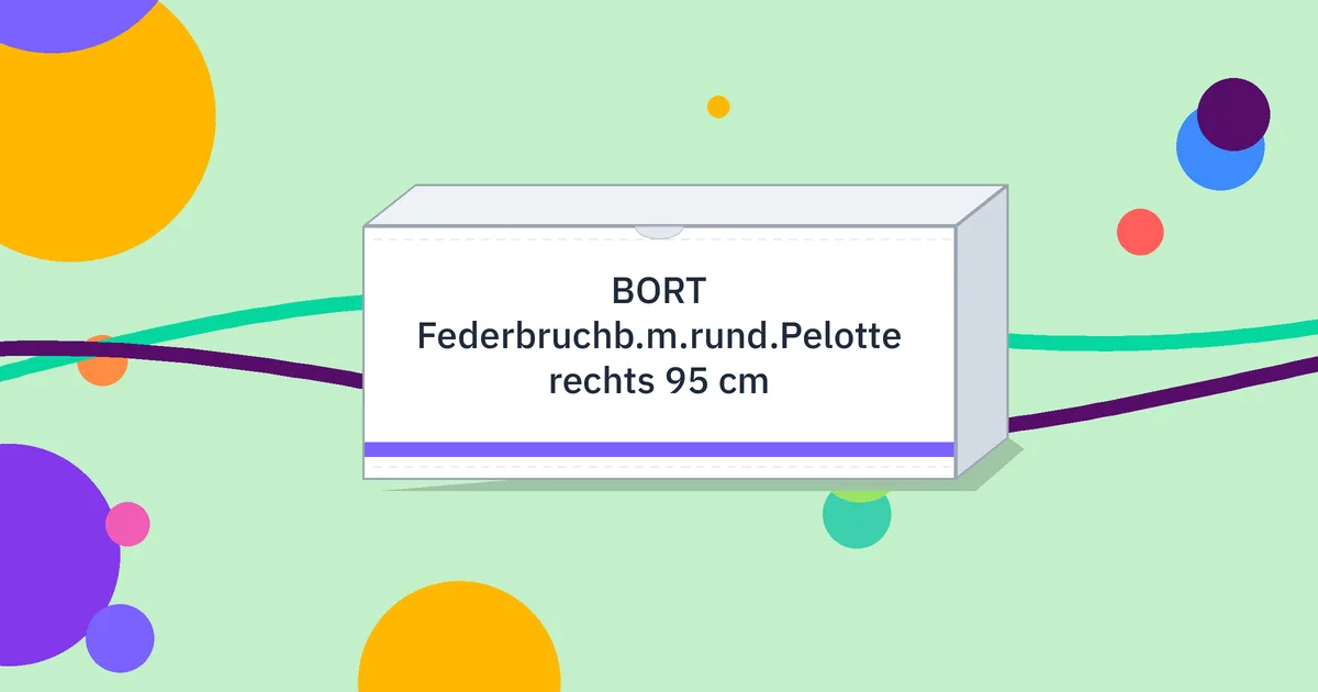 Symbolbild: Packung mit der Aufschrift BORT Federbruchb.m.rund.Pelotte rechts 95 cm (PZN 07195159) – Verfügbarkeit und Bezug in Apotheken in Frankfurt am Main