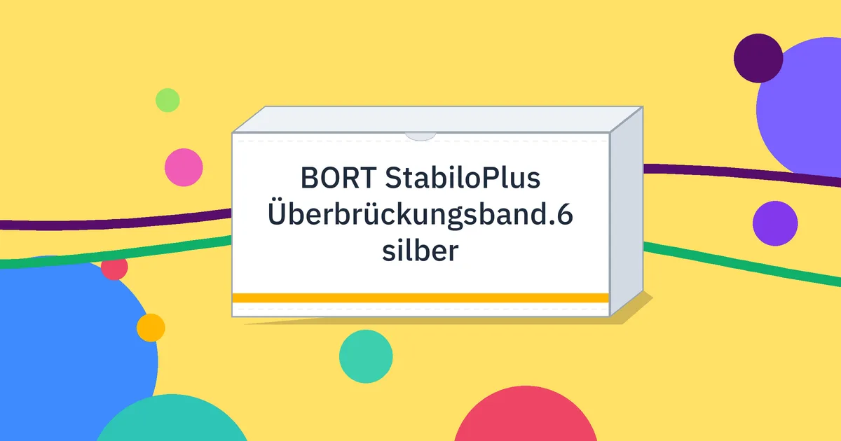 Symbolbild: Packung mit der Aufschrift BORT StabiloPlus Überbrückungsband.6 silber (PZN 05873158) – Verfügbarkeit und Bezug in Apotheken in Frankfurt am Main