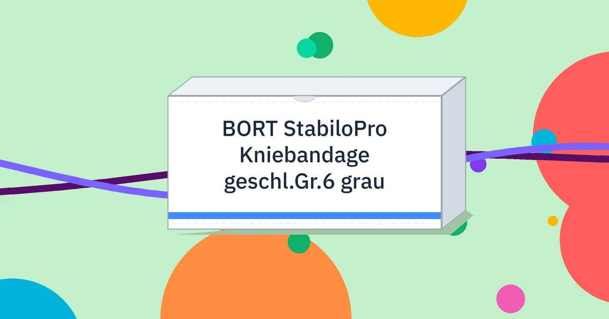 Symbolbild: Packung mit der Aufschrift BORT StabiloPro Kniebandage geschl.Gr.6 grau (PZN 15256811) – Verfügbarkeit und Bezug in Apotheken in Frankfurt am Main