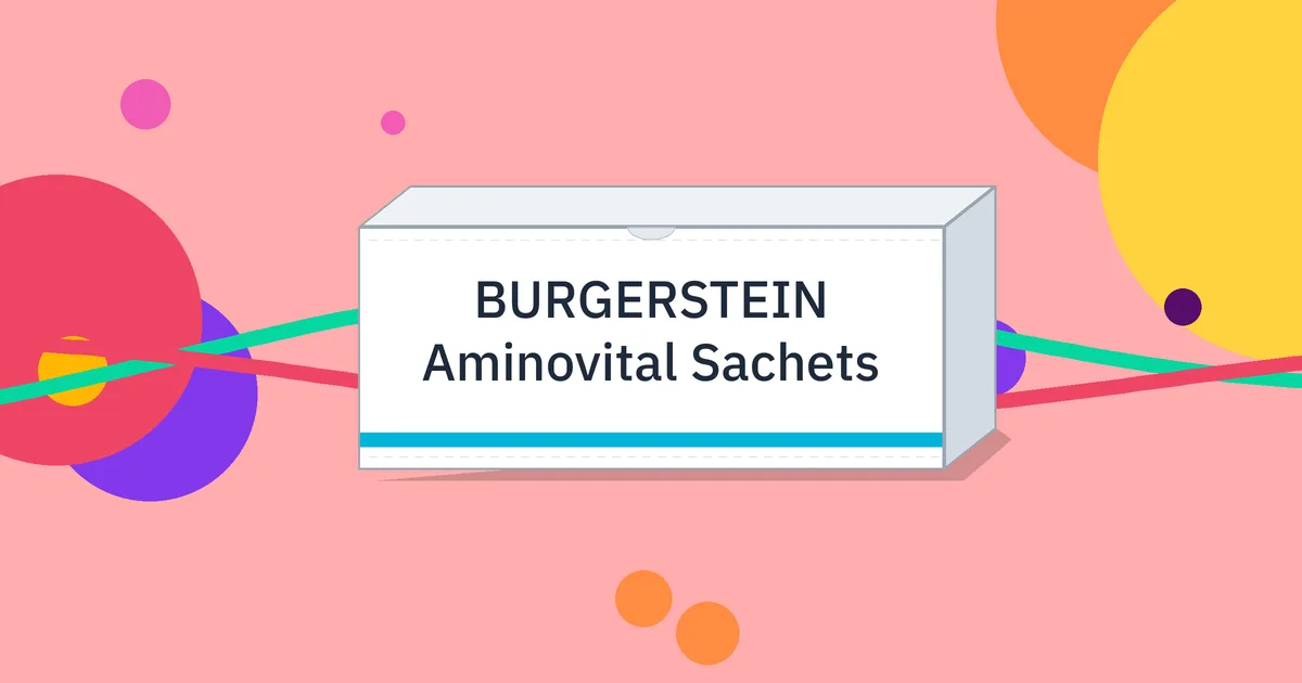 Symbolbild: Packung mit der Aufschrift BURGERSTEIN Aminovital Sachets (PZN 14303483) – Verfügbarkeit und Bezug in Apotheken in Frankfurt am Main