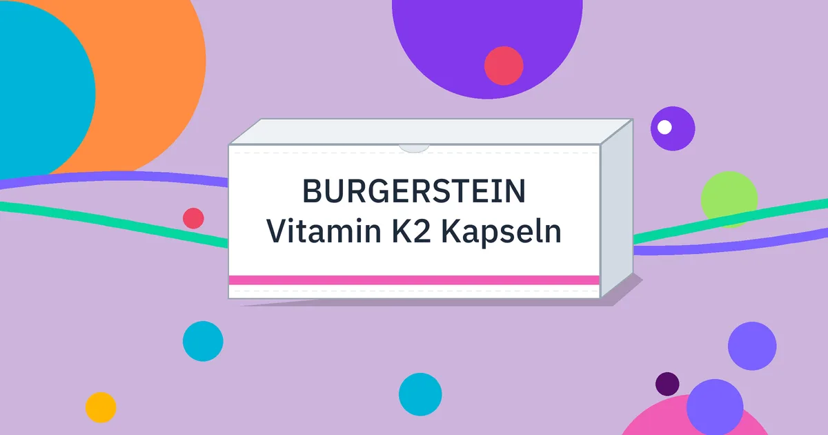 Symbolbild: Packung mit der Aufschrift BURGERSTEIN Vitamin K2 Kapseln (PZN 17521275) – Verfügbarkeit und Bezug in Apotheken in Frankfurt am Main