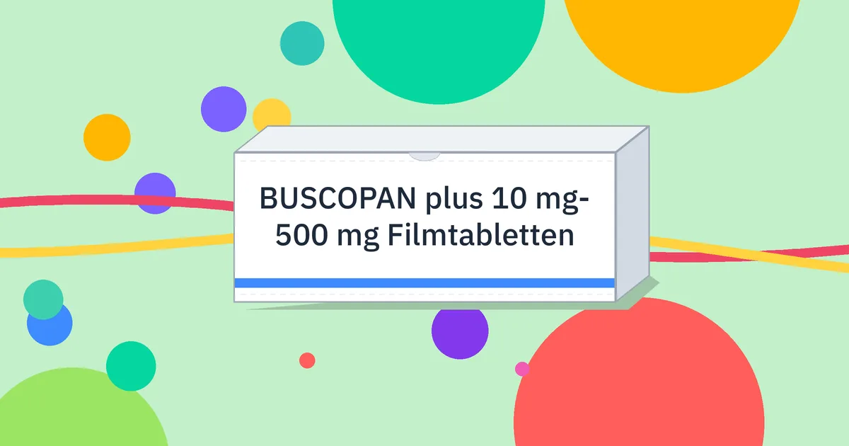 Symbolbild: Packung mit der Aufschrift BUSCOPAN plus 10 mg-500 mg Filmtabletten (PZN 20319040) – Verfügbarkeit und Bezug in Apotheken in Frankfurt am Main