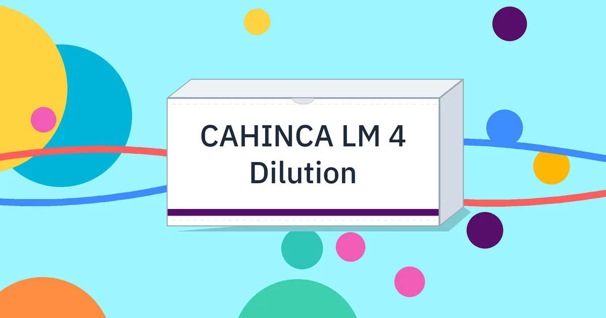 Symbolbild: Packung mit der Aufschrift CAHINCA LM 4 Dilution (PZN 13402757) – Verfügbarkeit und Bezug in Apotheken in Frankfurt am Main