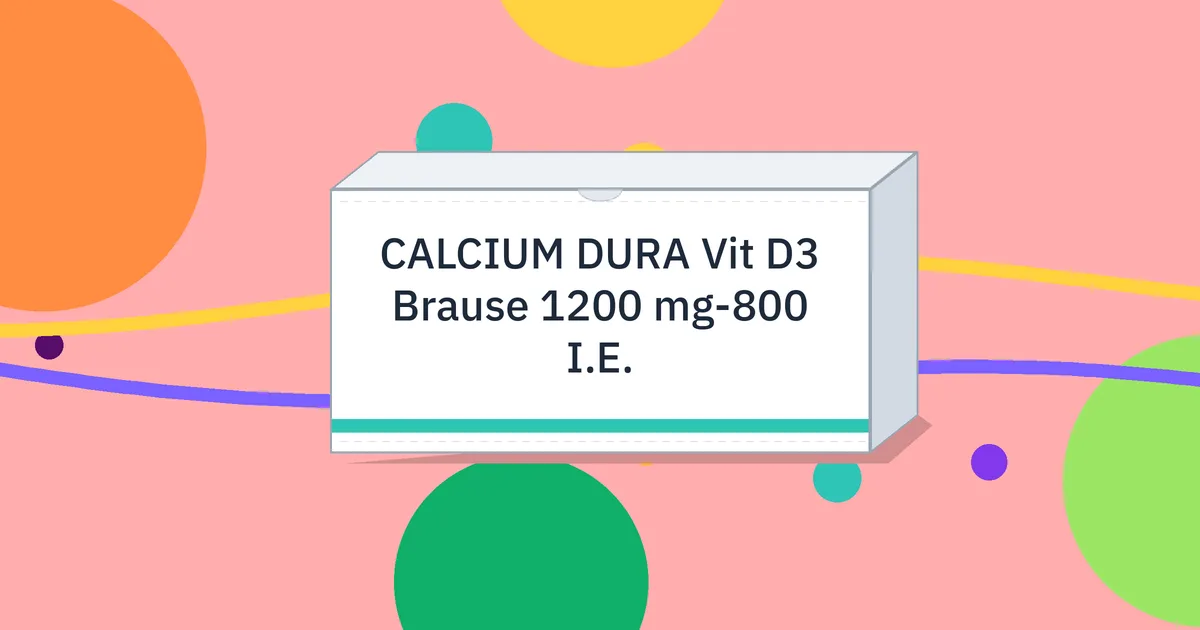 Symbolbild: Packung mit der Aufschrift CALCIUM DURA Vit D3 Brause 1200 mg-800 I.E. (PZN 09911648) – Verfügbarkeit und Bezug in Apotheken in Frankfurt am Main