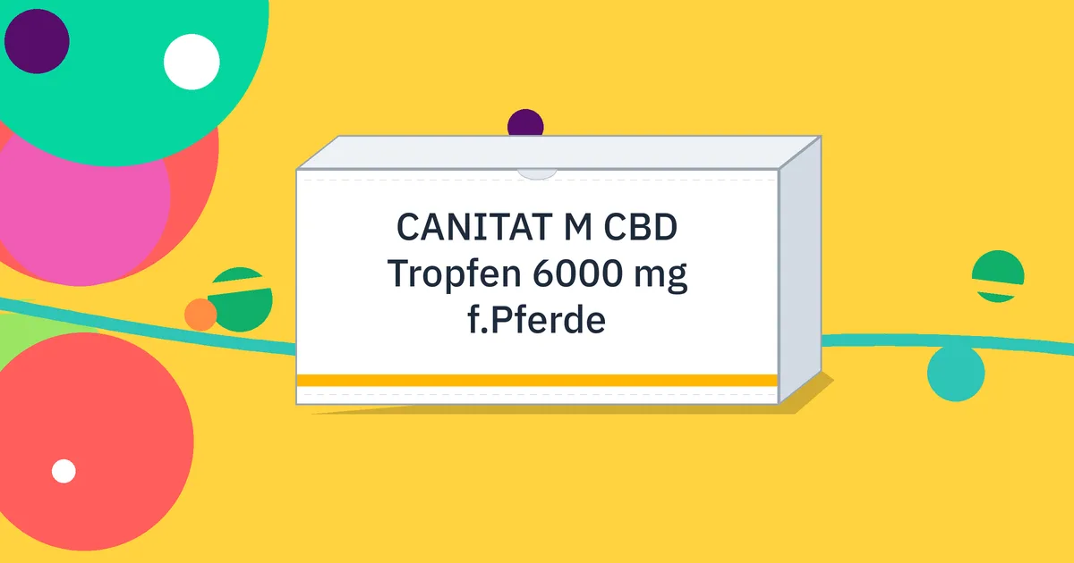 Symbolbild: Packung mit der Aufschrift CANITAT M CBD Tropfen 6000 mg f.Pferde (PZN 15895528) – Verfügbarkeit und Bezug in Apotheken in Frankfurt am Main
