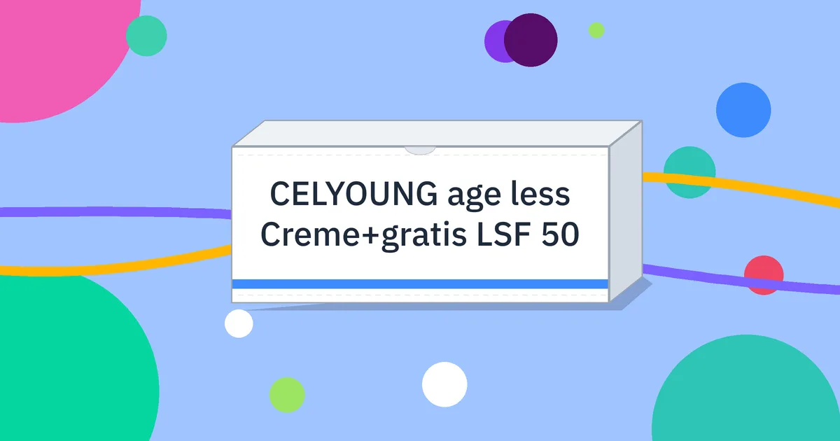 Symbolbild: Packung mit der Aufschrift CELYOUNG age less Creme+gratis LSF 50 (PZN 18499750) – Verfügbarkeit und Bezug in Apotheken in Frankfurt am Main