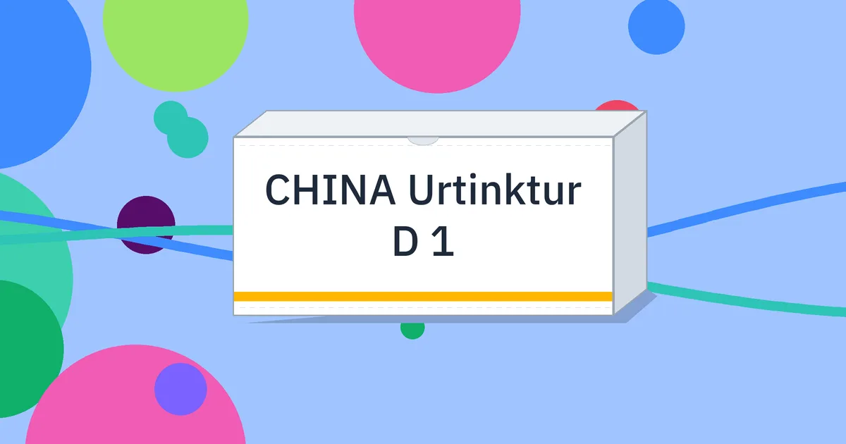 Symbolbild: Packung mit der Aufschrift CHINA Urtinktur D 1 (PZN 02117723) – Verfügbarkeit und Bezug in Apotheken in Frankfurt am Main