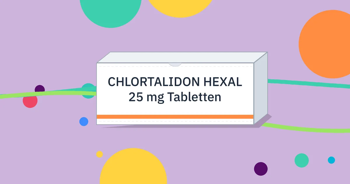 Symbolbild: Packung mit der Aufschrift CHLORTALIDON HEXAL 25 mg Tabletten (PZN 17847976) – Verfügbarkeit und Bezug in Apotheken in Frankfurt am Main