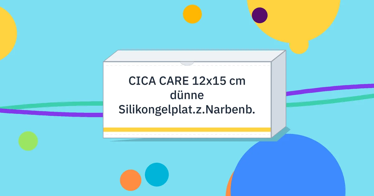 Symbolbild: Packung mit der Aufschrift CICA CARE 12x15 cm dünne Silikongelplat.z.Narbenb. (PZN 08928701) – Verfügbarkeit und Bezug in Apotheken in Frankfurt am Main