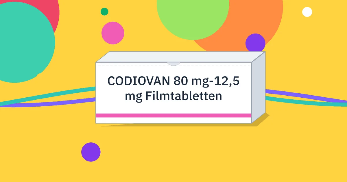 Symbolbild: Packung mit der Aufschrift CODIOVAN 80 mg-12,5 mg Filmtabletten (PZN 11367962) – Verfügbarkeit und Bezug in Apotheken in Frankfurt am Main