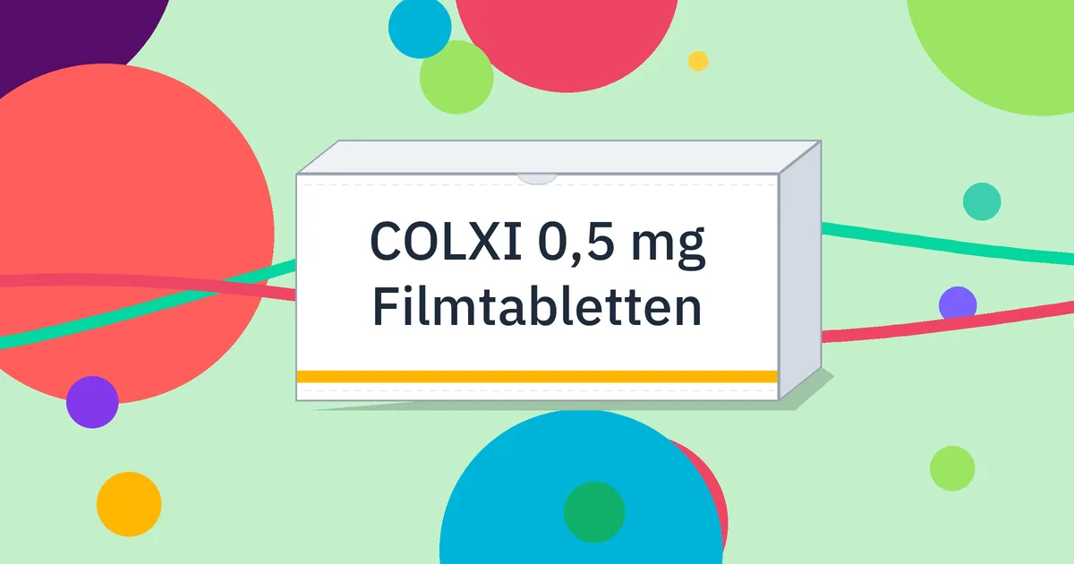 Symbolbild: Packung mit der Aufschrift COLXI 0,5 mg Filmtabletten (PZN 20196413) – Verfügbarkeit und Bezug in Apotheken in Frankfurt am Main