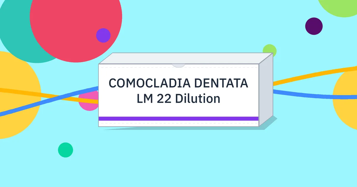 Symbolbild: Packung mit der Aufschrift COMOCLADIA DENTATA LM 22 Dilution (PZN 13449368) – Verfügbarkeit und Bezug in Apotheken in Frankfurt am Main
